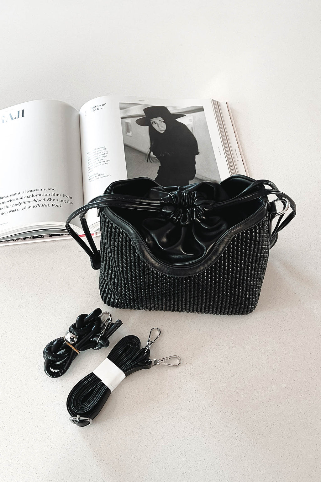 HAYLEY DRAWSTRING BAG / BLACK – Halite Clothing