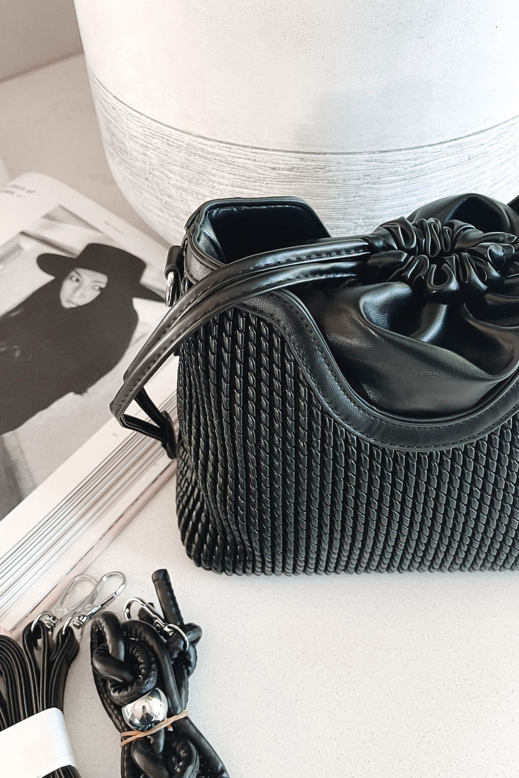 HAYLEY DRAWSTRING BAG / BLACK – Halite Clothing
