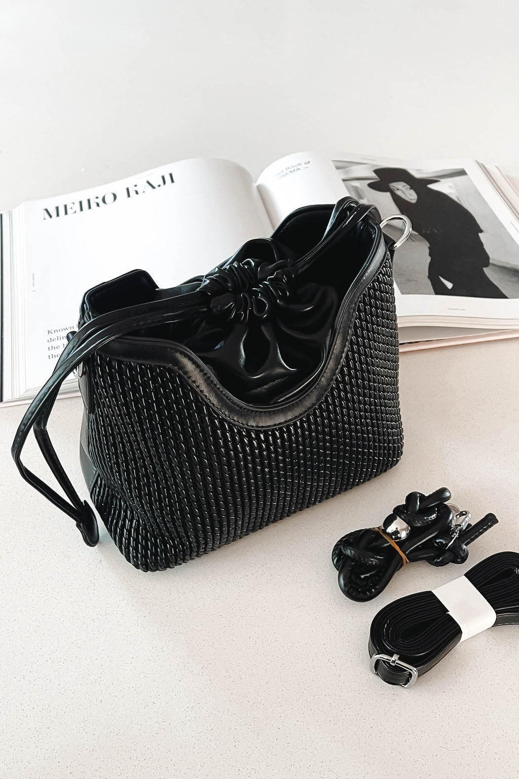 HAYLEY DRAWSTRING BAG / BLACK – Halite Clothing